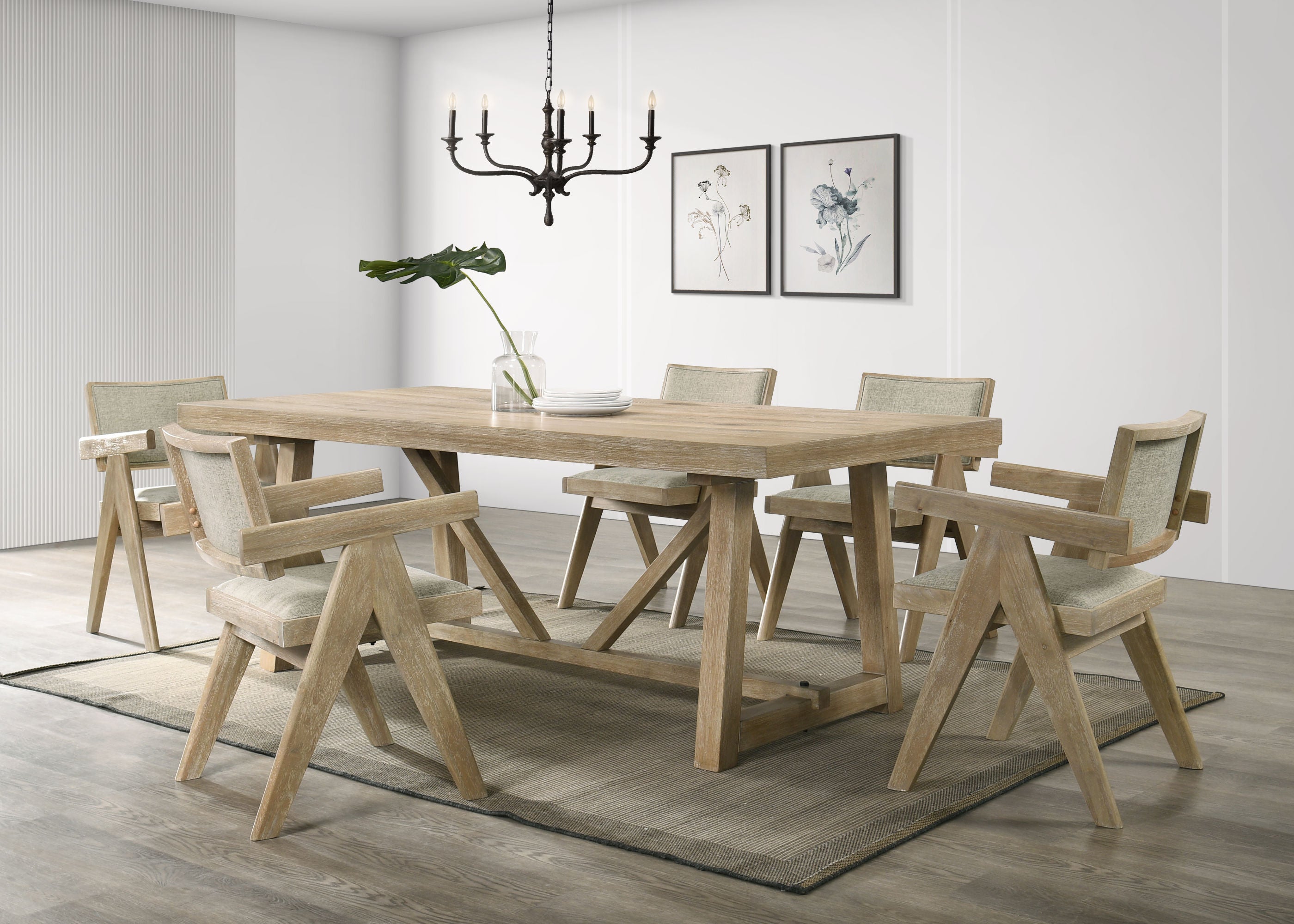 Raquel 7 Pc Natural Finish Dining Collection – Bradley Home Funishings