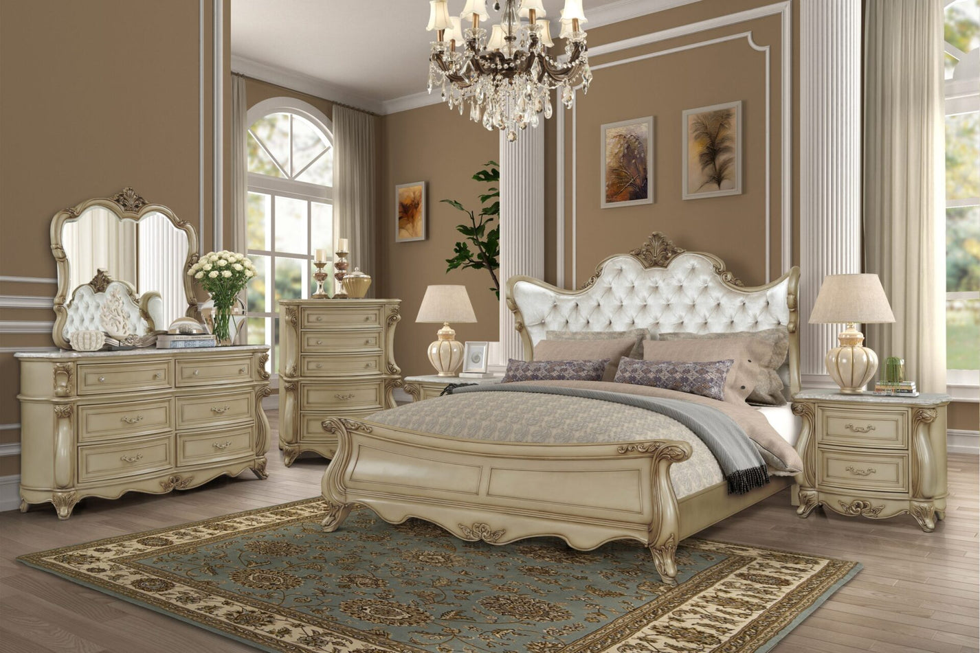 Monique Champagne 4 Pc King Bedroom Set – Bradley Home Funishings