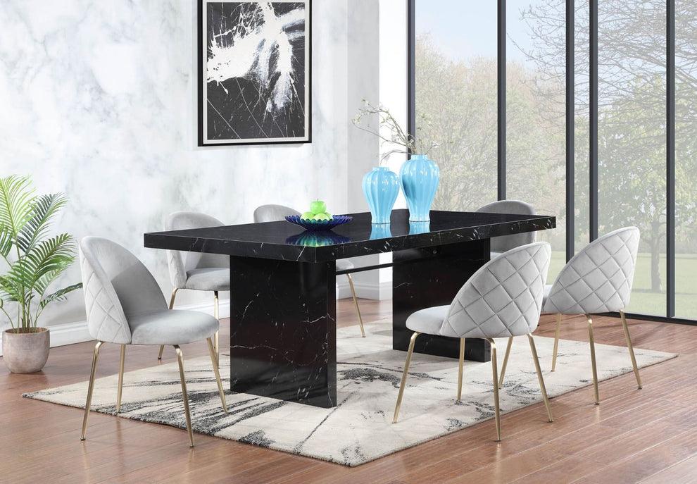 Futura 7 Pc Black Marble Dining Set - Vilo Home – Bradley Home Funishings